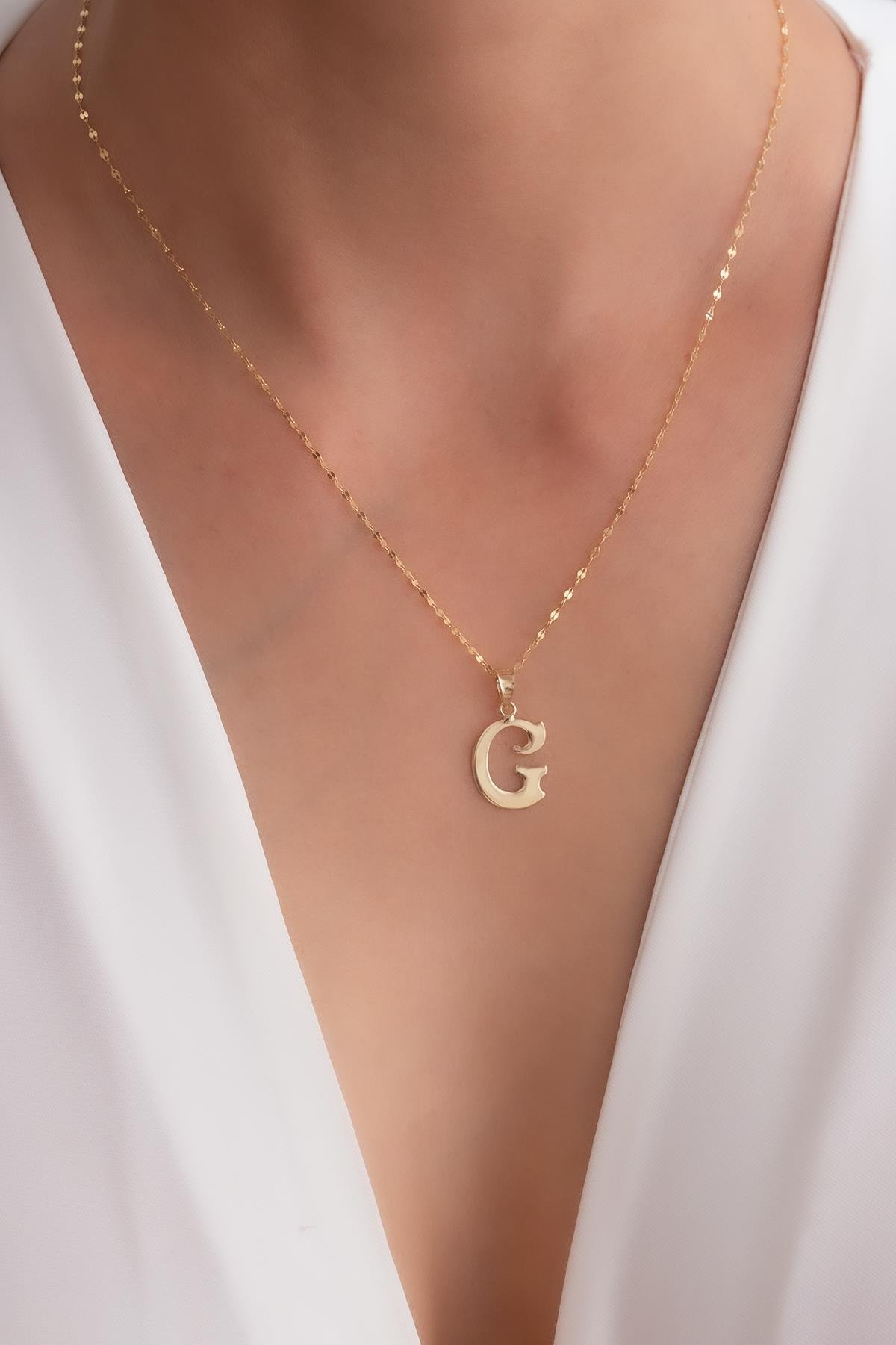 14 Ayar Altın G Harf Şirin Kolye | Bayar Gold Harfli Kolye