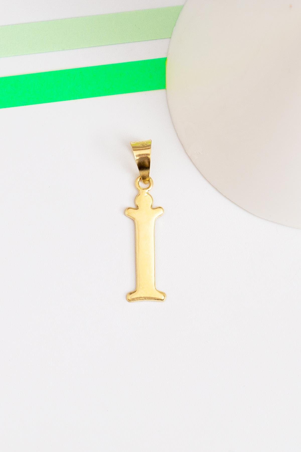 14 Ayar Altın Plaka i Harf Kolye Ucu