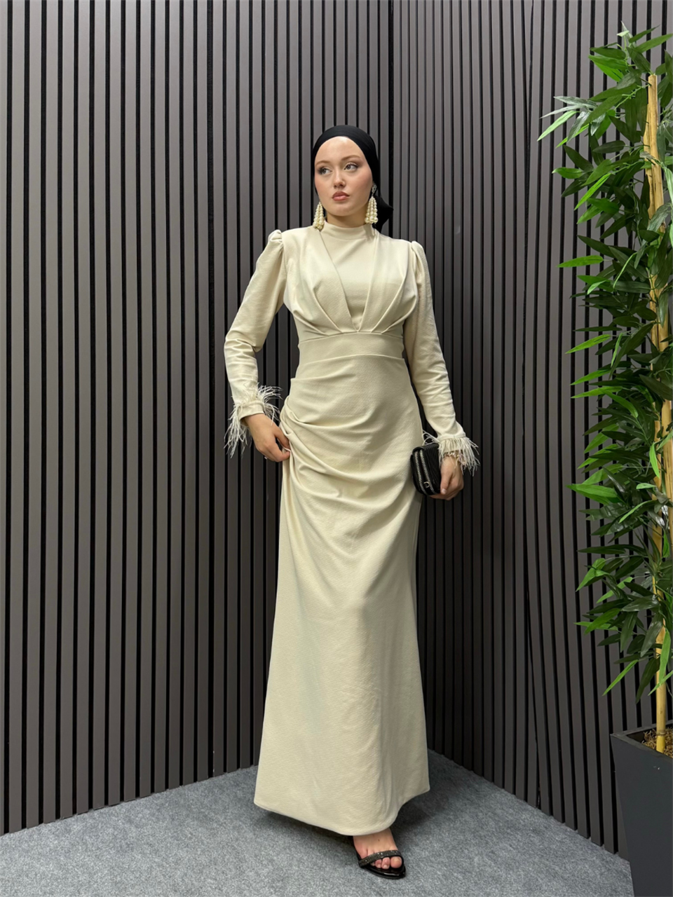 Çapraz Şifon Abiye Mavi