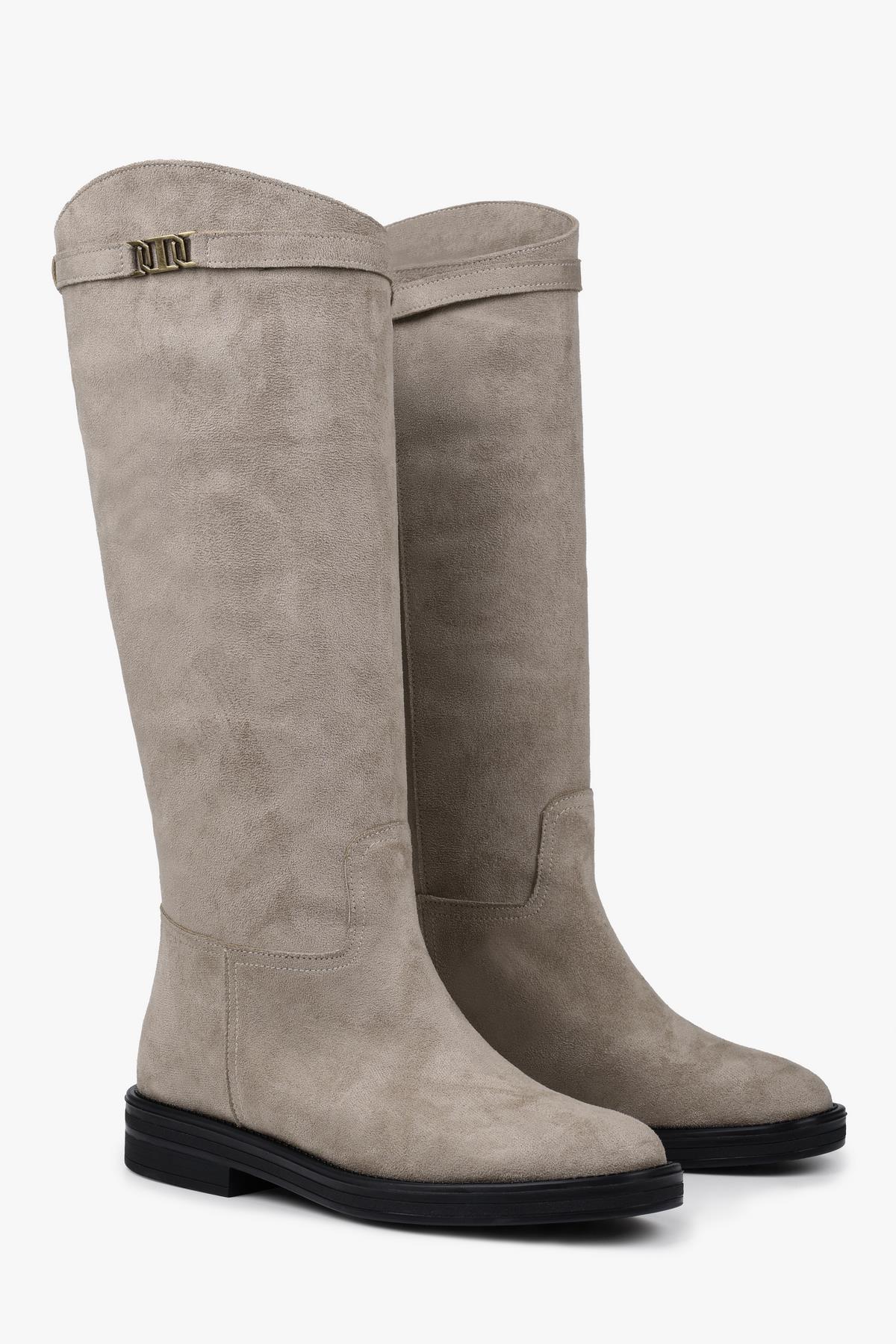 Kadın Valen Bej Süet Çizme