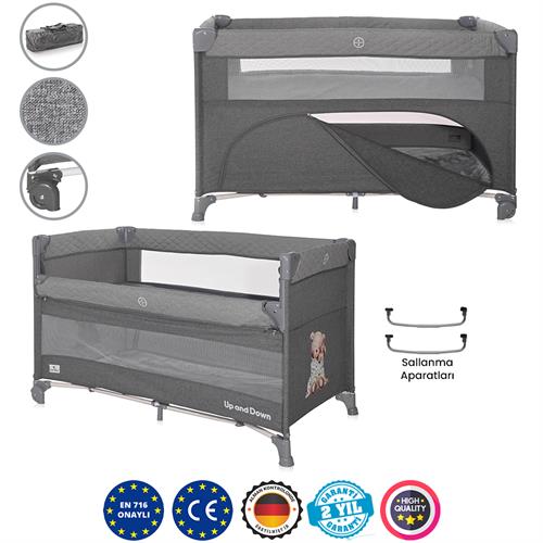 Lorelli Up And Down Anne Yanı Park Yatak - Cool Grey Bear | lorellishop.com
