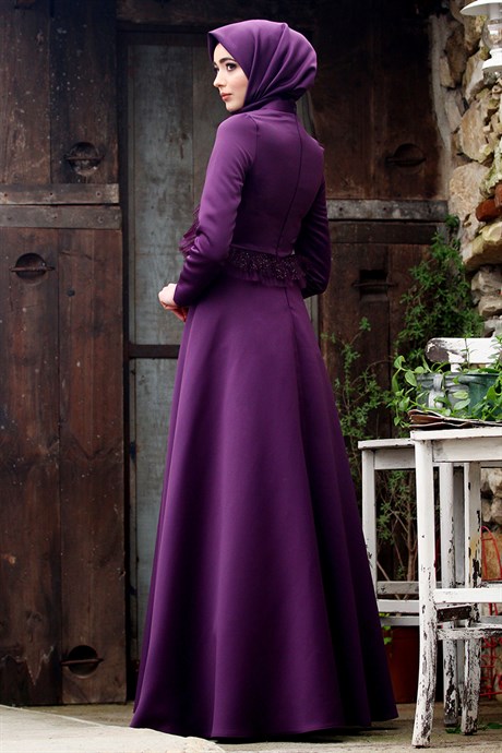 Nurbanu Kural Sade Abiye Mor - Tesettür Home