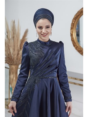 Asil Tesettür Abiye Lacivert - Dresslife