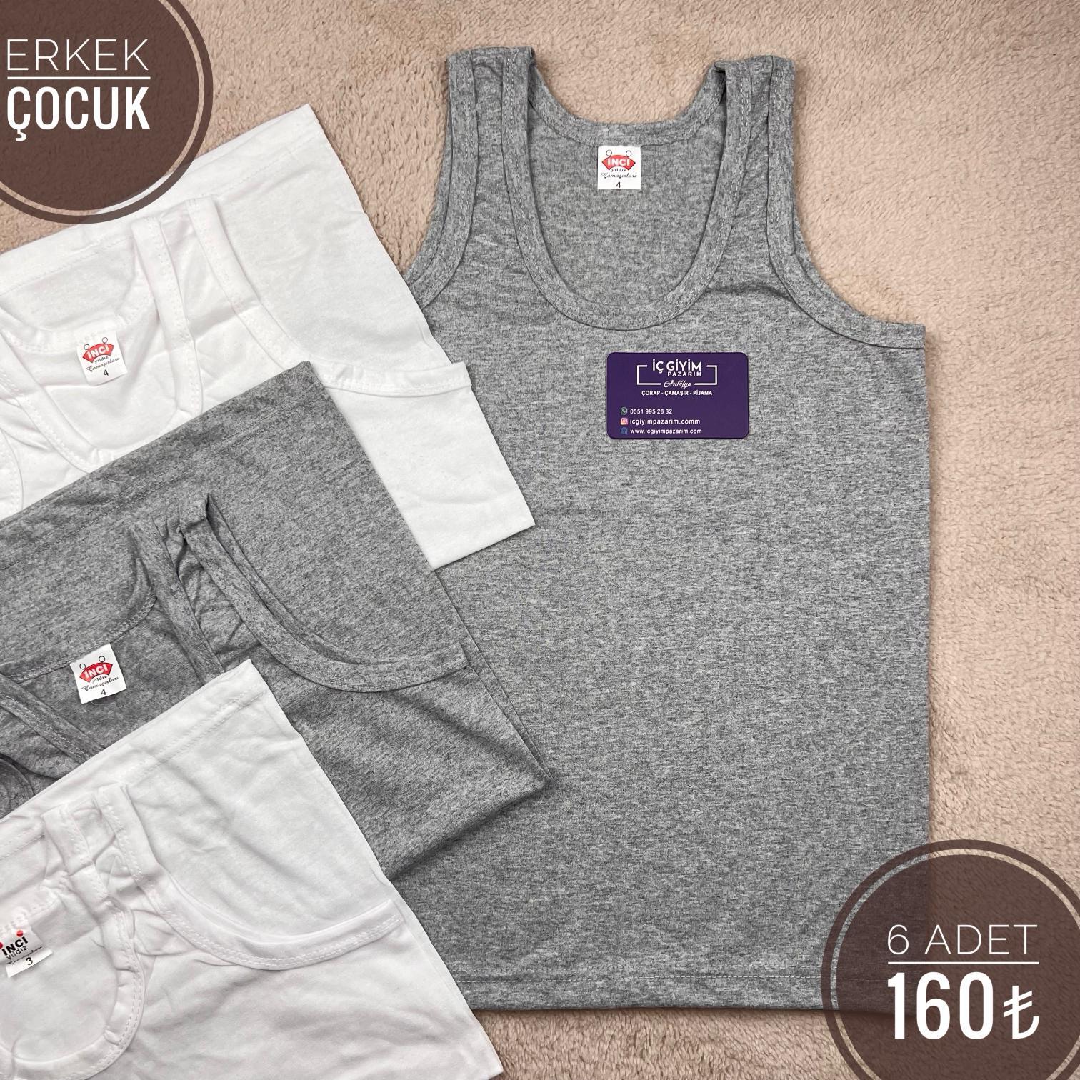6 Lı Erkek Çocuk Atlet-İnci Yıldız | İç Giyim Pazarım