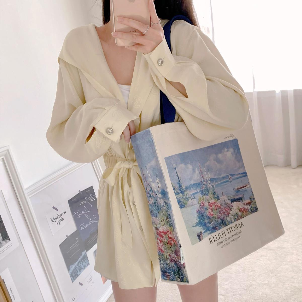 Abbott Fuller Garden Renkli Saplı Tote Bag Kanvas Çanta Sadece bir ...