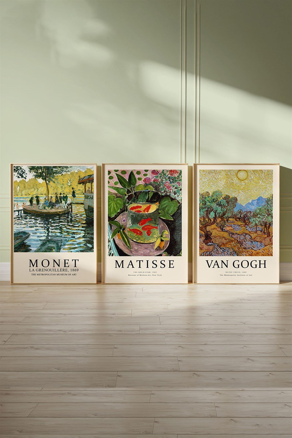 Monet Matisse Van Gogh 3'lü Tablo, Poster Seti - Çerçevesiz