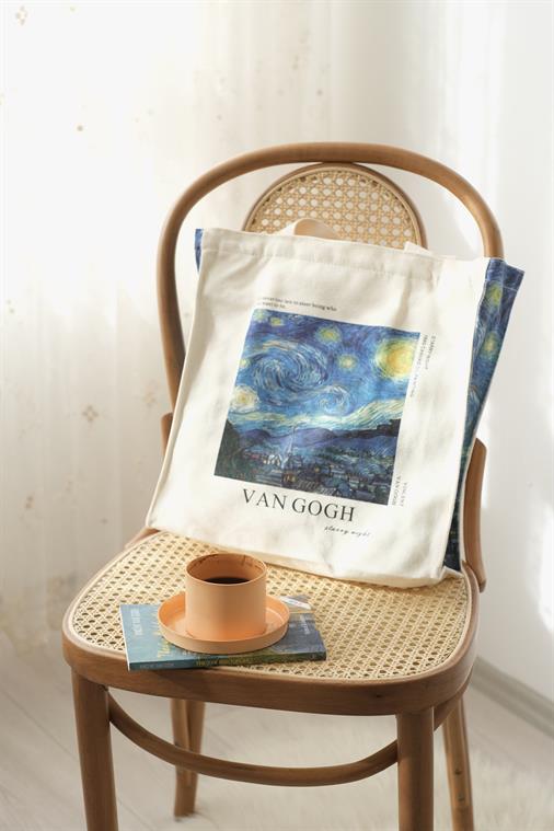 The Starry Night Yıldızlı Gece Van gogh Tote Bag Kanvas Çanta Sadece ...
