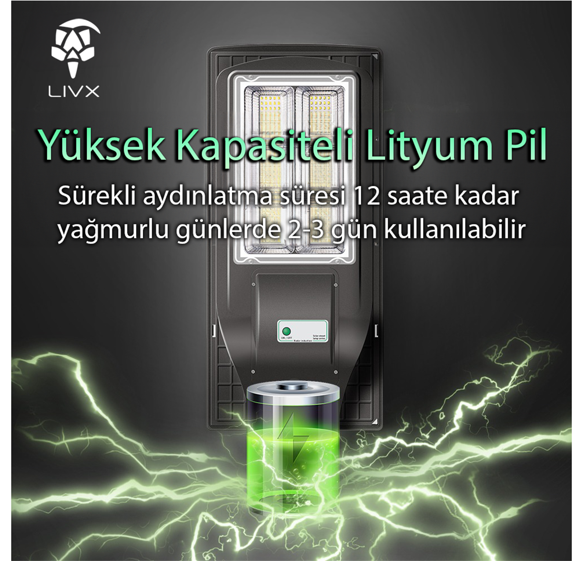 LivX Güneş Panelli Bahçe Sokak Lambası Solar Lamb Güneş Enerjili Lamba ...