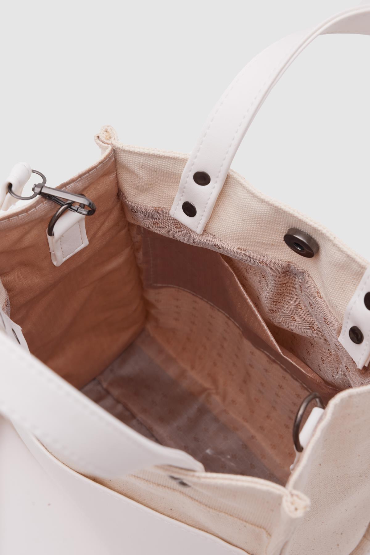 Pelly Kanvas Çapraz Çanta Beyaz | Shule Bags