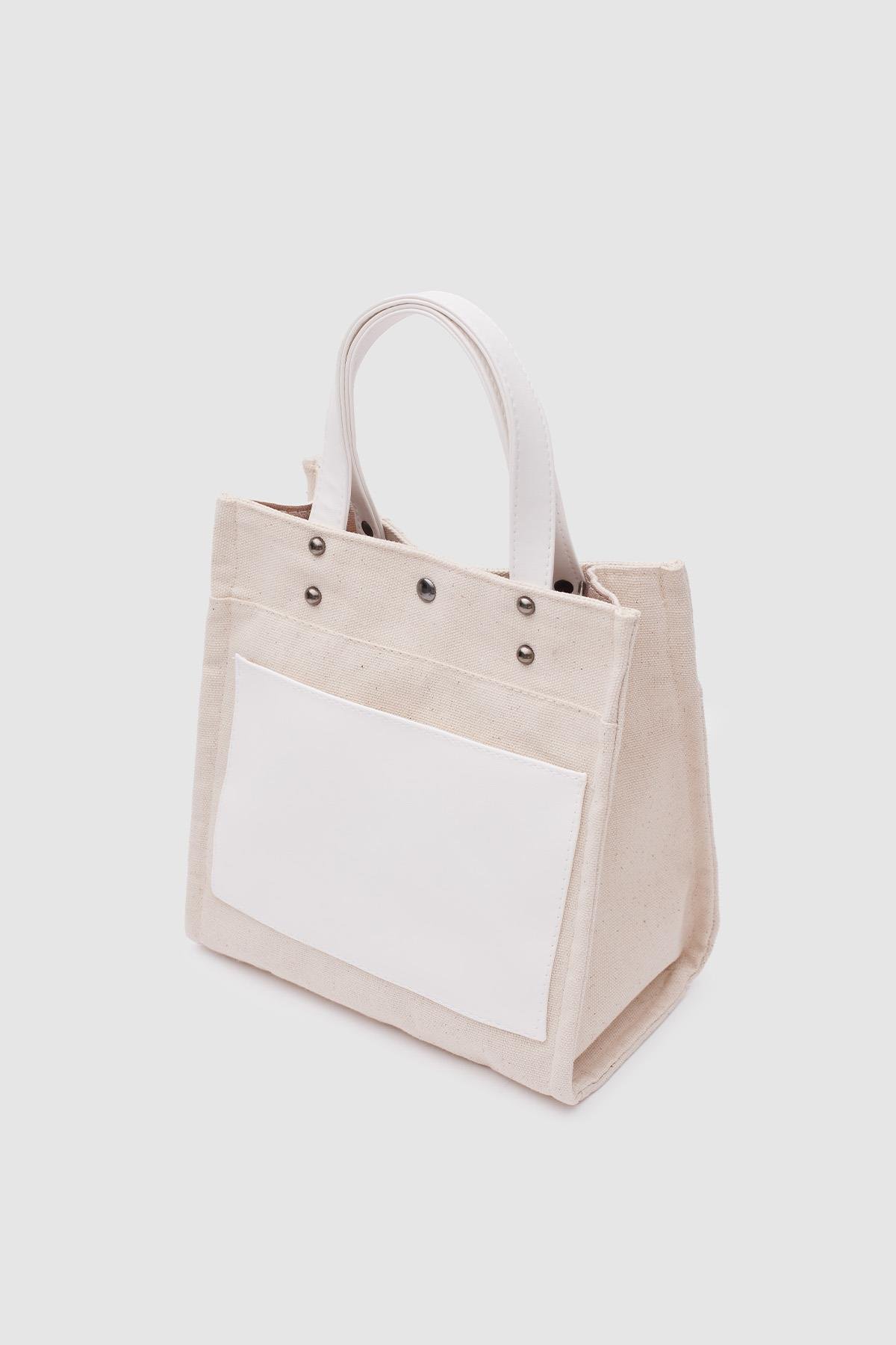 Pelly Kanvas Çapraz Çanta Beyaz | Shule Bags