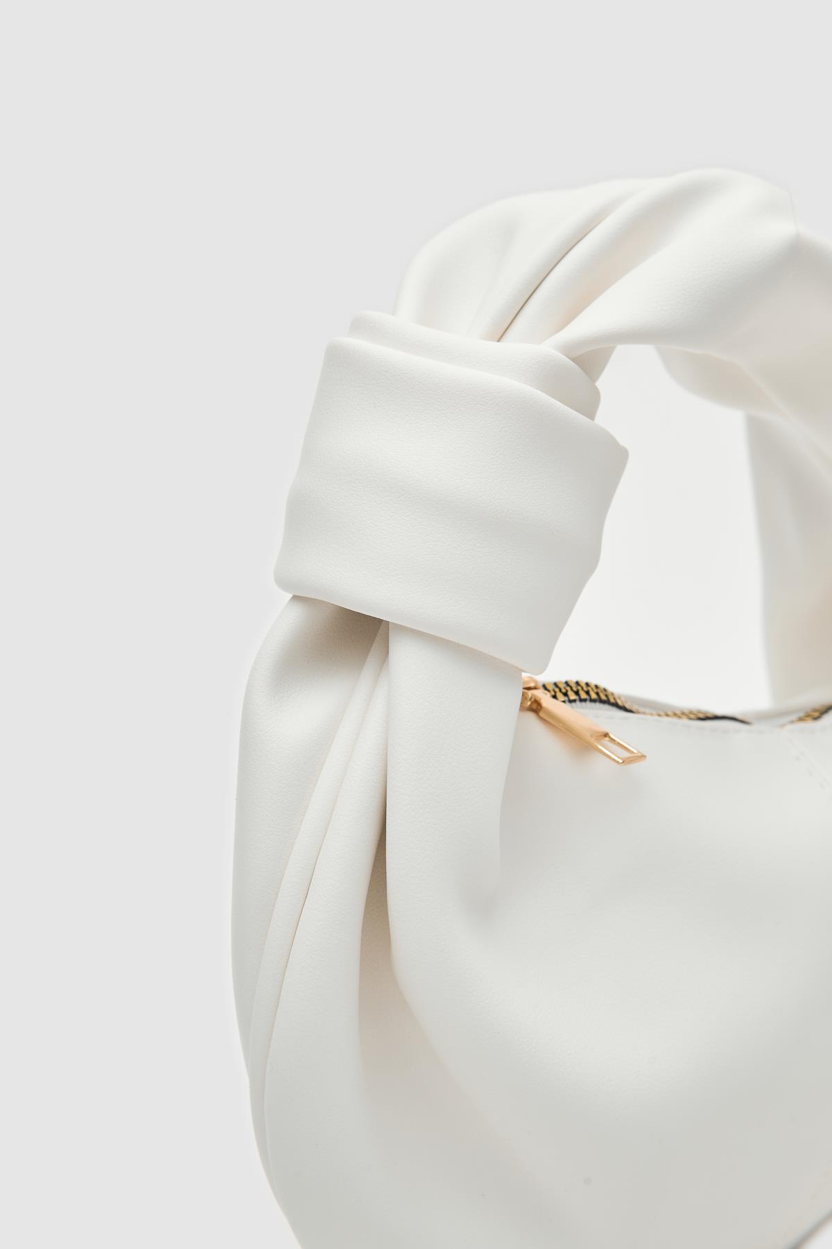 Capsule Düğümlü Beyaz Baget Çanta - Shule Bags