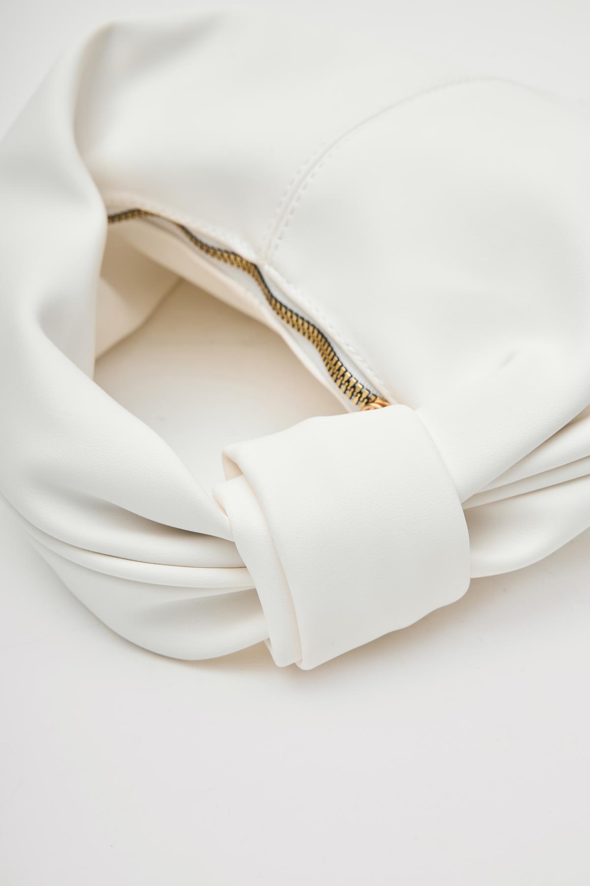 Capsule Düğümlü Beyaz Baget Çanta - Shule Bags