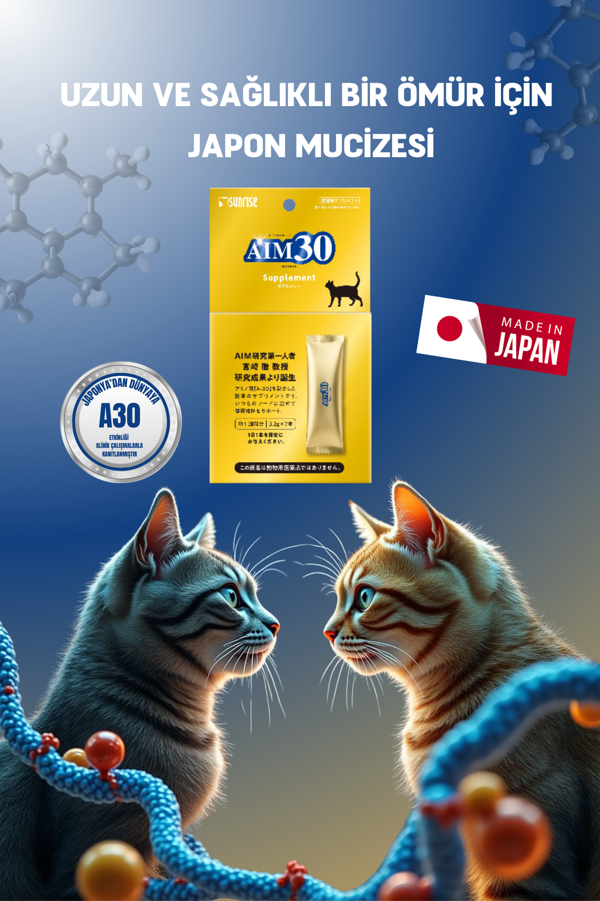 AIM30 Kedilerin Böbrek Sağlığının Korunmasına Katkıda Bulunan Toz Gıda Takviyesi