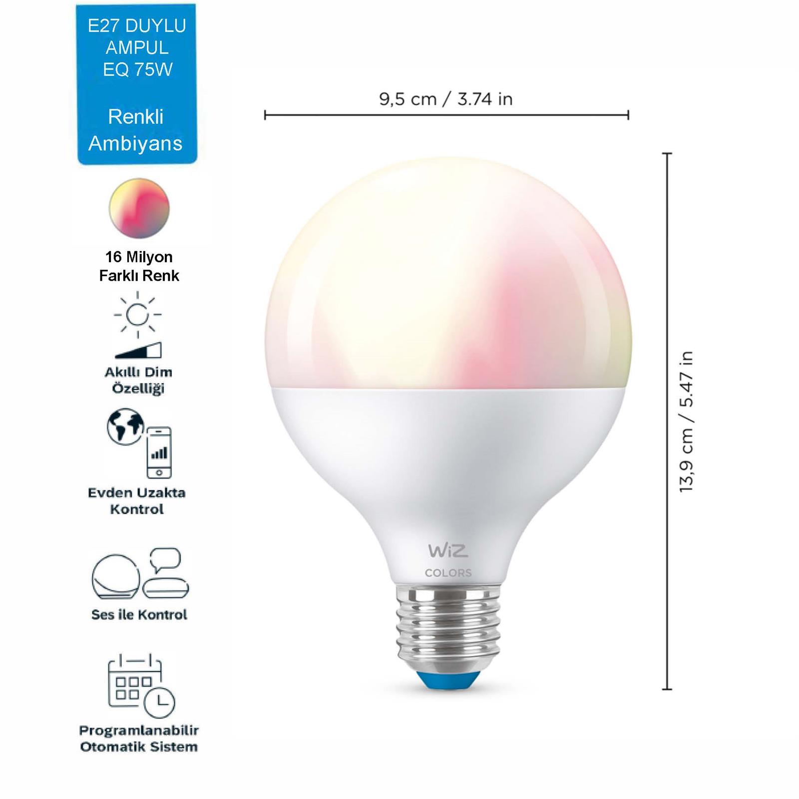 WIZ -wi-fi Ble Renkli Amb 11-75w G95 Globe E27 1pf/6 Akıllı Ampul - 929002383902