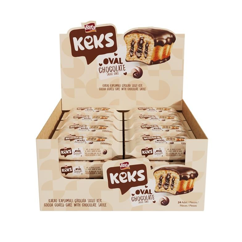 Bifa Keks Oval Cake with Chocolate 45 gr x 24 Pieces