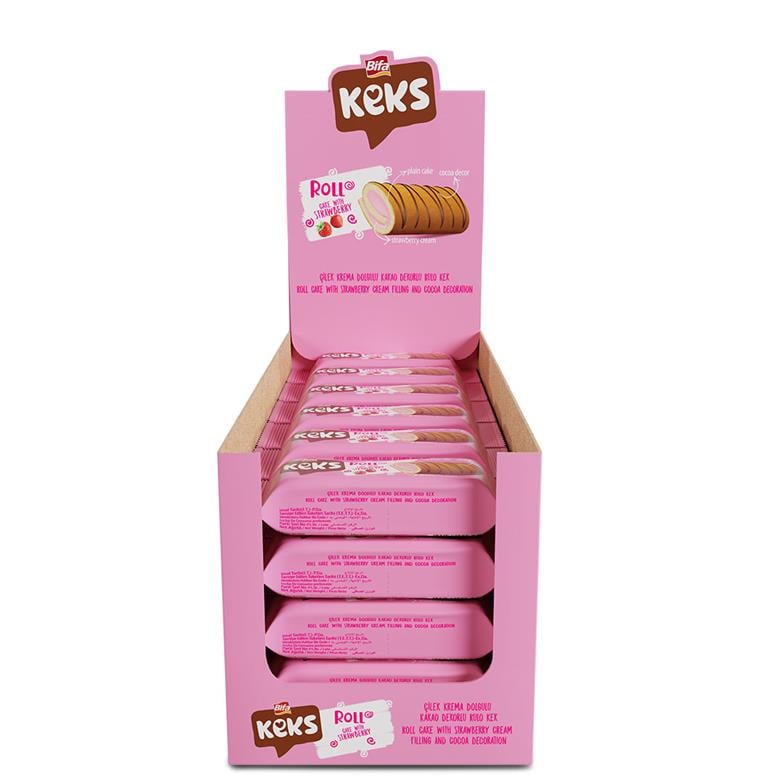 Bifa Keks Roll Cake Strawberry 40 gr x 24 pieces