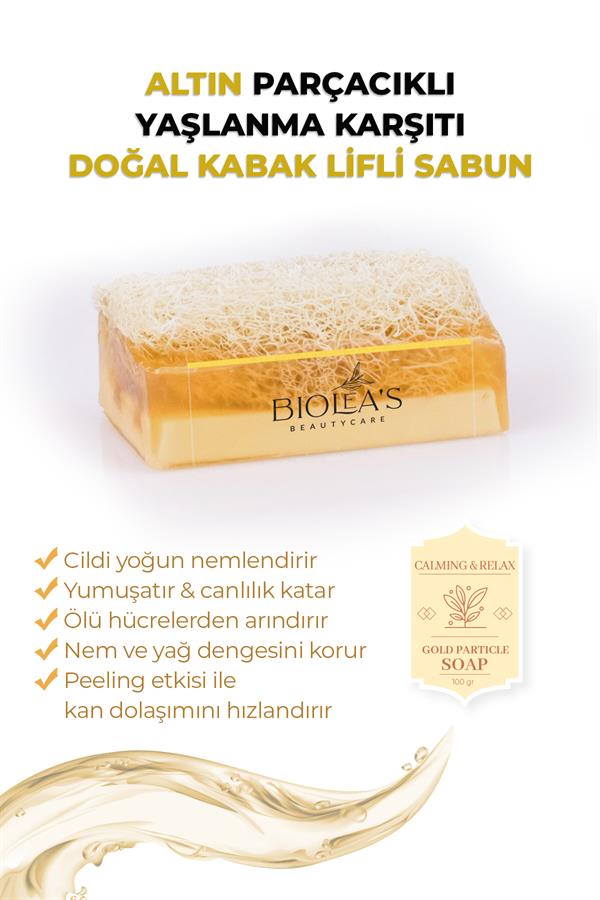 Doğal Kabak Lifli Altın Parçacıklı Sabun 110 gr Doğal Kabak Lifli Altın Parçacıklı Sabun 110 gr