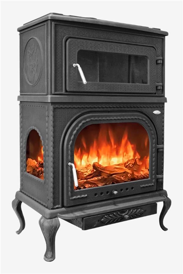 TDS OptimaX Dik Fırınlı, Yan Camlı Yan kapaklı Döküm Şömine Soba Alttan ...