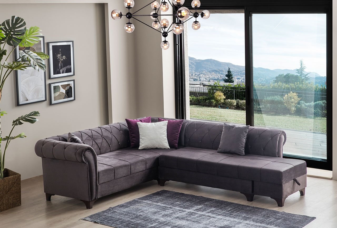 Asya Chester Köşe Koltuk Takımı Antrasit