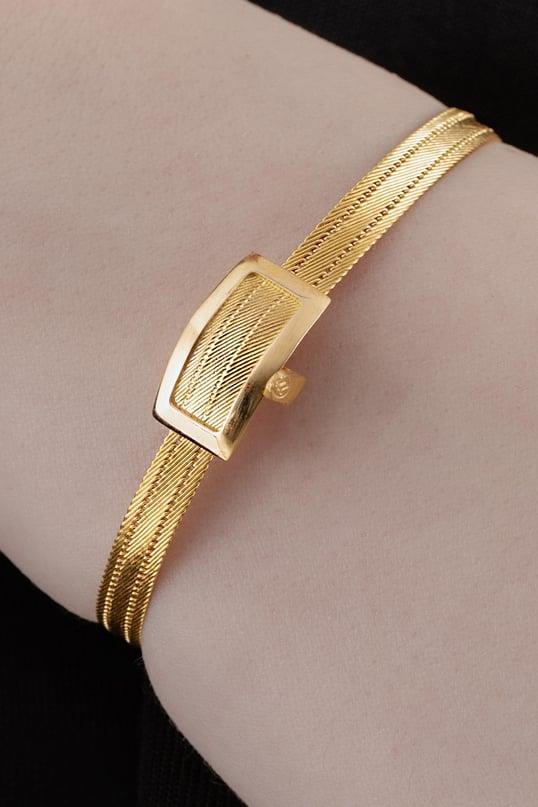 Trabzon Hasır Altın Bileklik Klasik Toka 3 Sıra 14 Ayar Altın ...