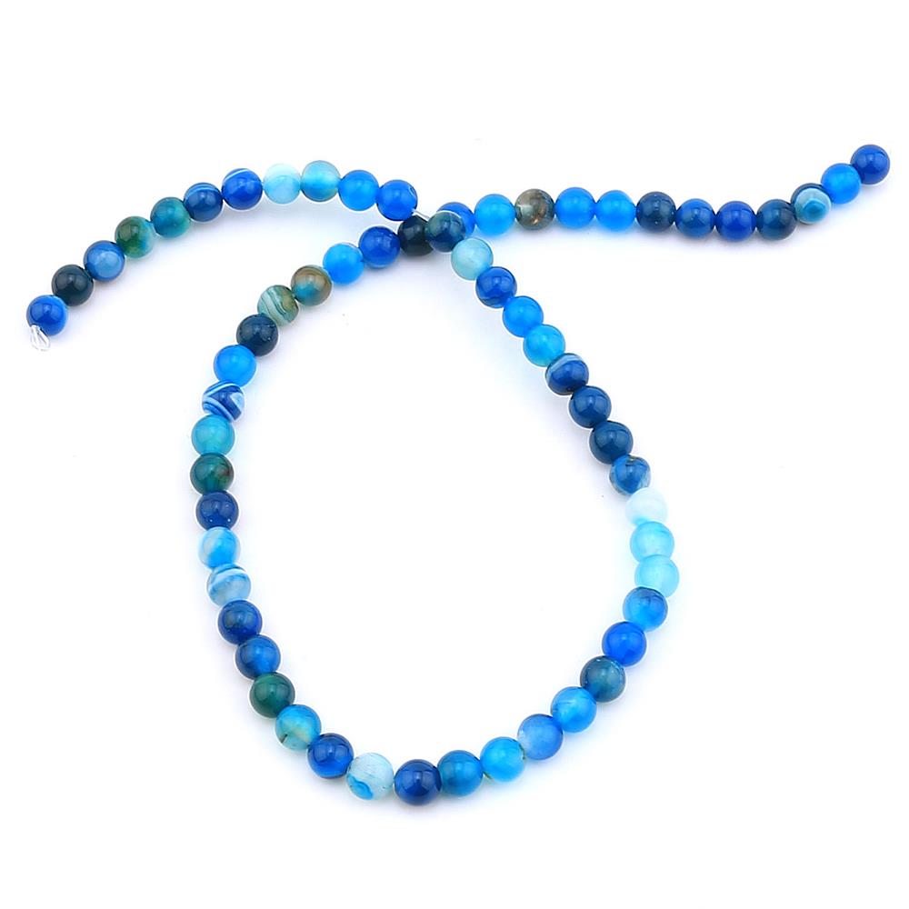 6 mm Parlak Mavi Akik Taşı Dizi Boncuk
