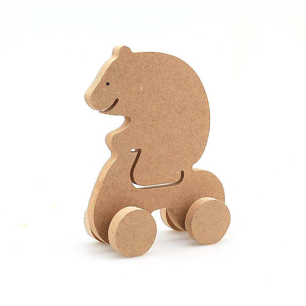 Ahşap Tekerlekli Oyuncak Ayı