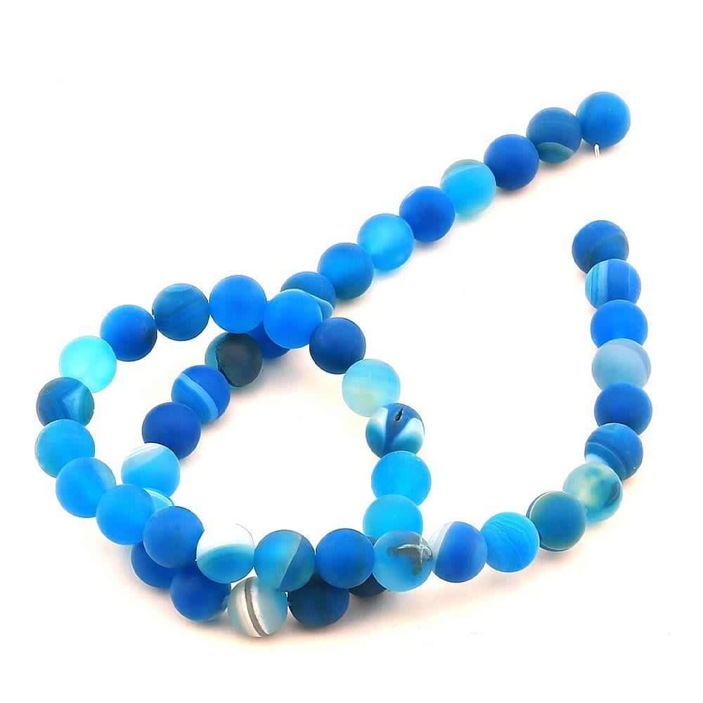 Doğal Mat Mavi Akik Boncuk