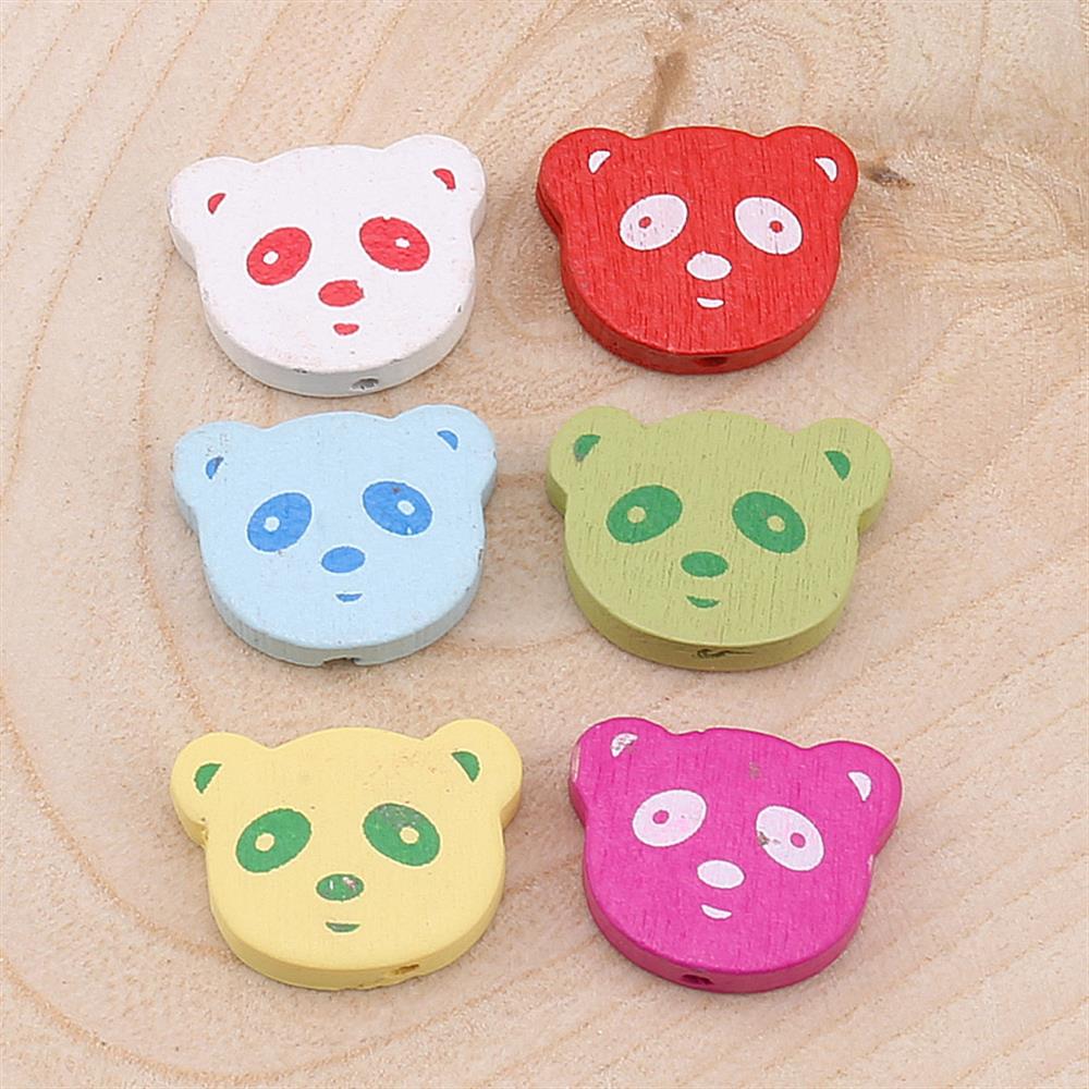 Panda Figür, Ahşap Emzik Zinciri Boncuğu (5 adet)
