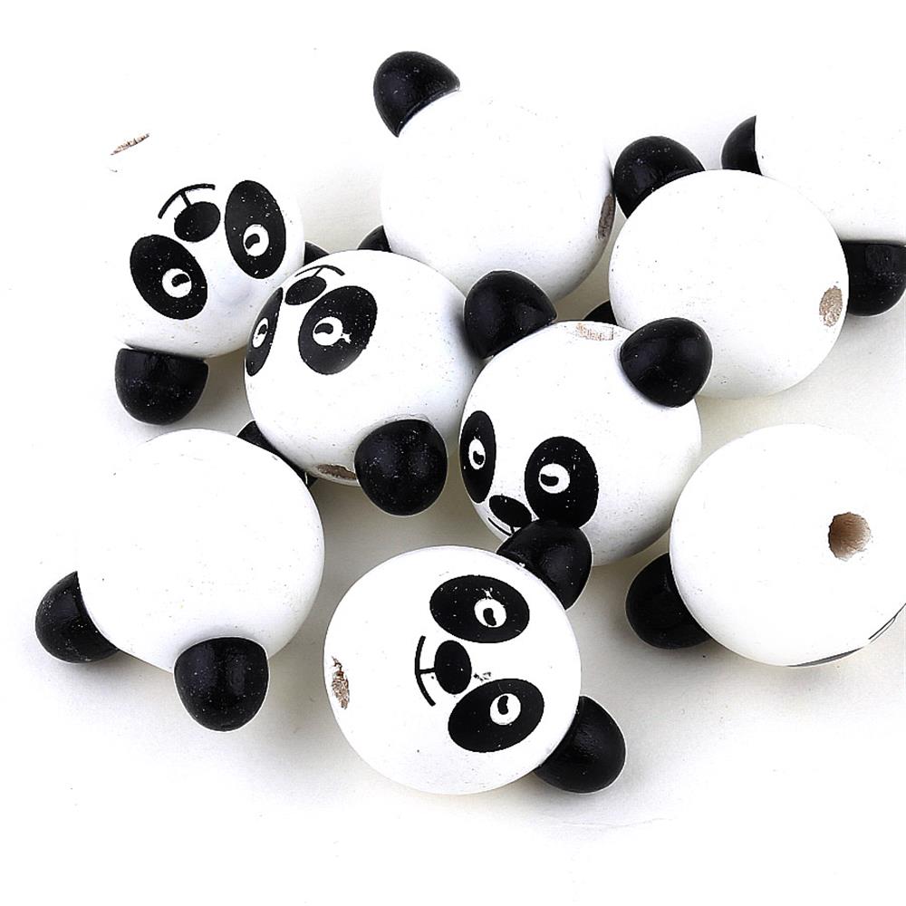 Panda Figür, Ahşap Emzik Zinciri Boncuğu