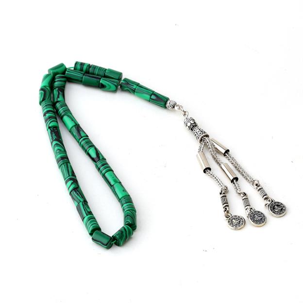 Malahit Taşı Tuğralı Tesbih