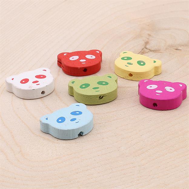 Panda Figür, Ahşap Emzik Zinciri Boncuğu (5 adet)