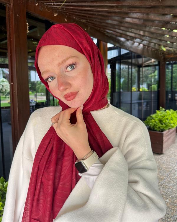 Bordo Su Yolu Lyocell Bambu Jakar Şal | Coco Scarfs