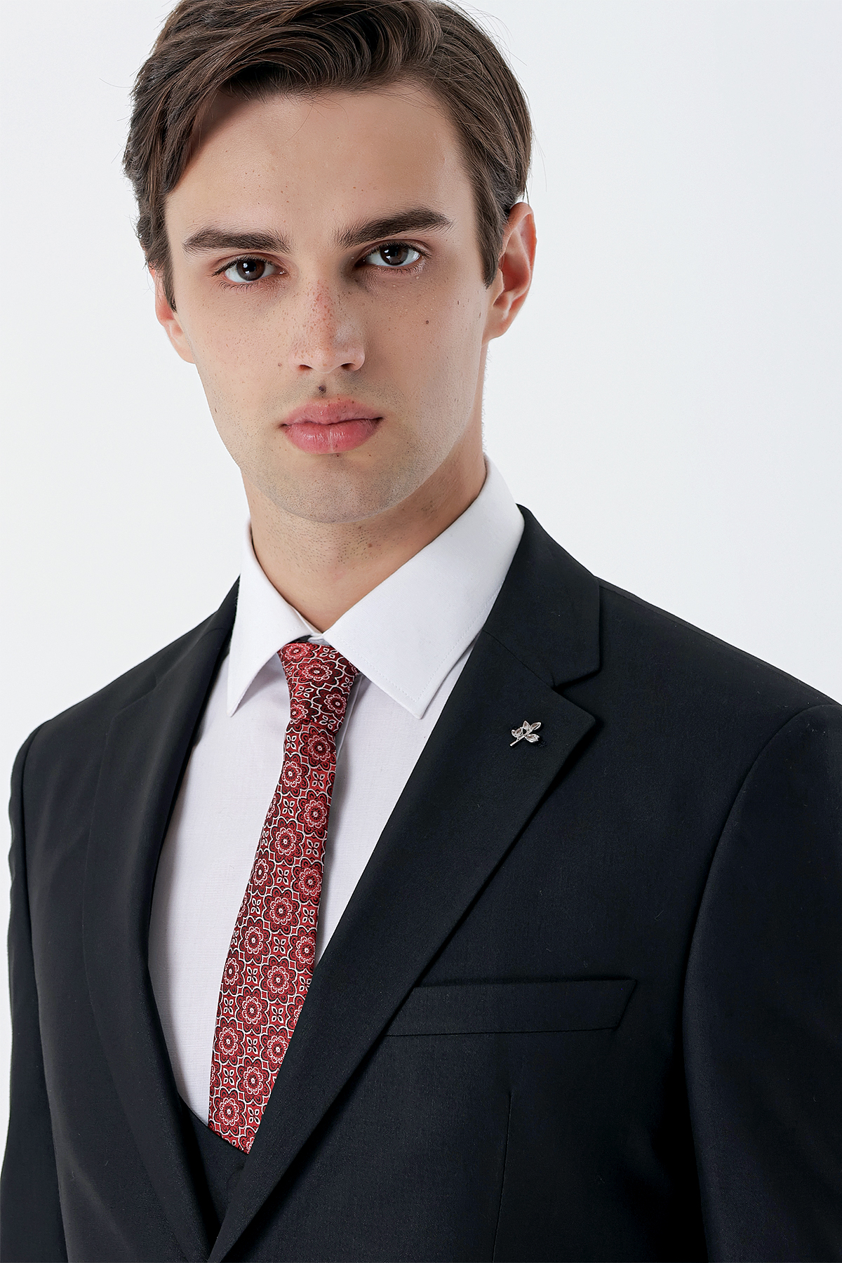 Siyah Mono Yaka Astarlı Yelekli 6 Drop Slim Fit Dar Kesim Basic Takım ...