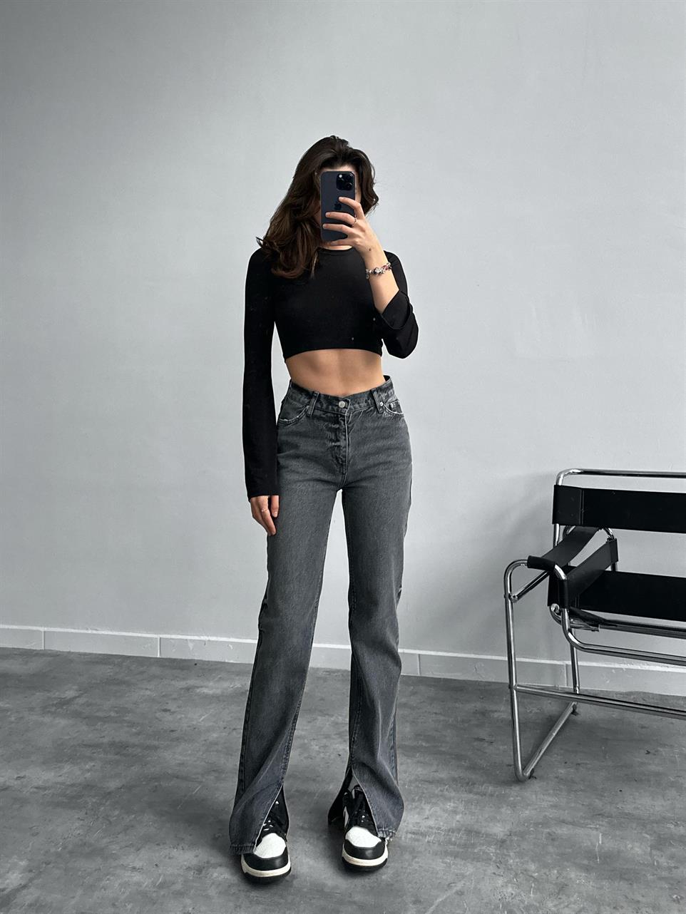 Ultra Yüksek Bel Püskül Detaylı Eskitme Jean | oykuwear.com.tr