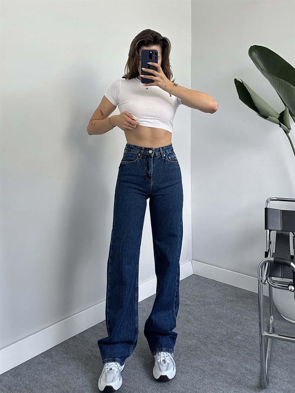 Ultra Yüksek Bel Blue Sky Wide Leg Jean