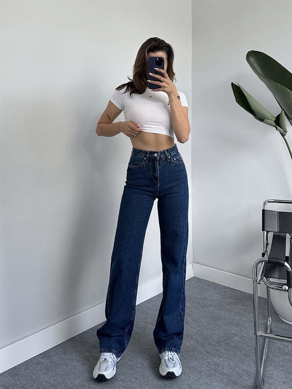 Ultra Yüksek Bel Blue Sky Wide Leg Jean