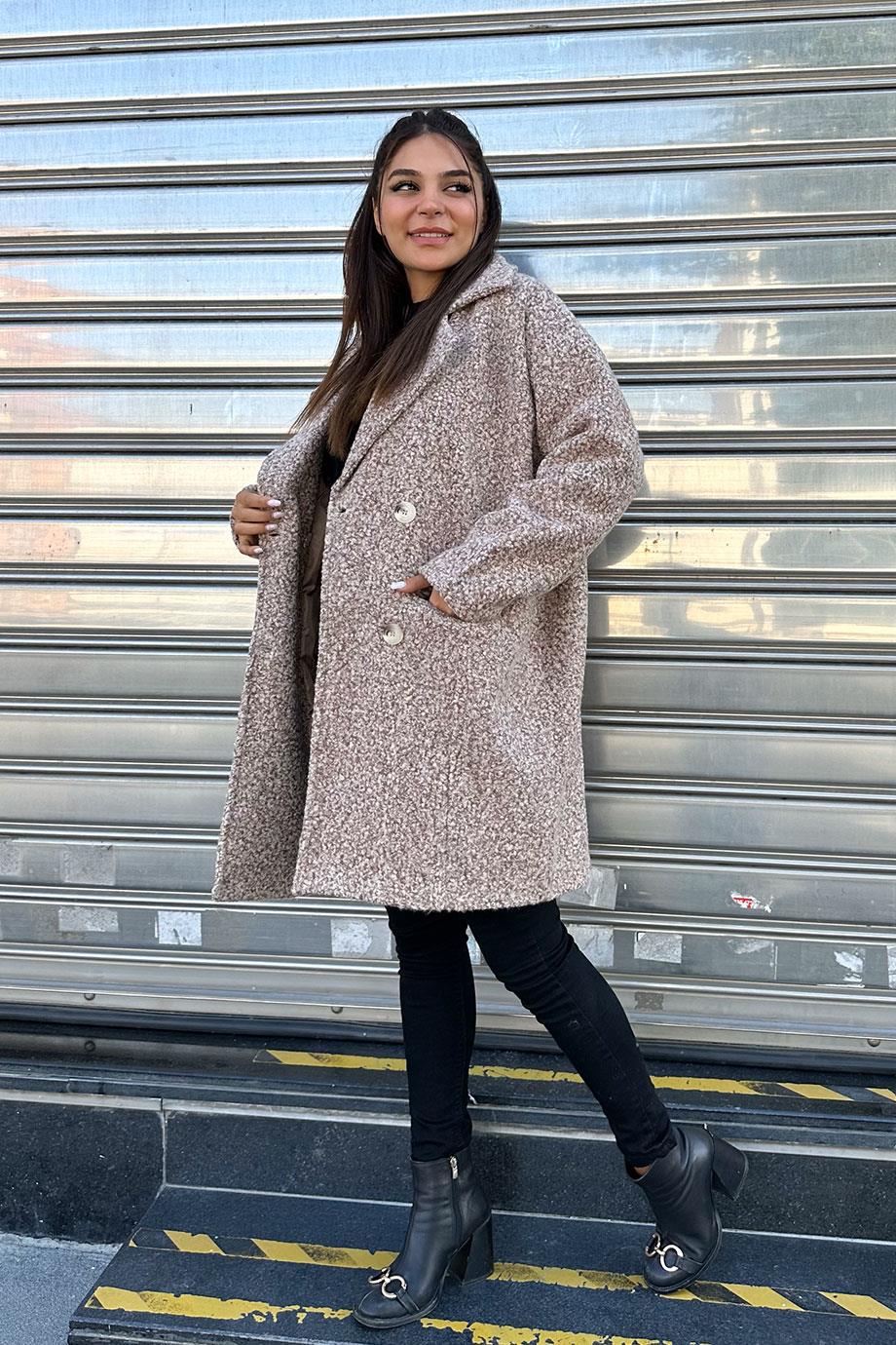 Kısa Model Oversize Bej Kaban