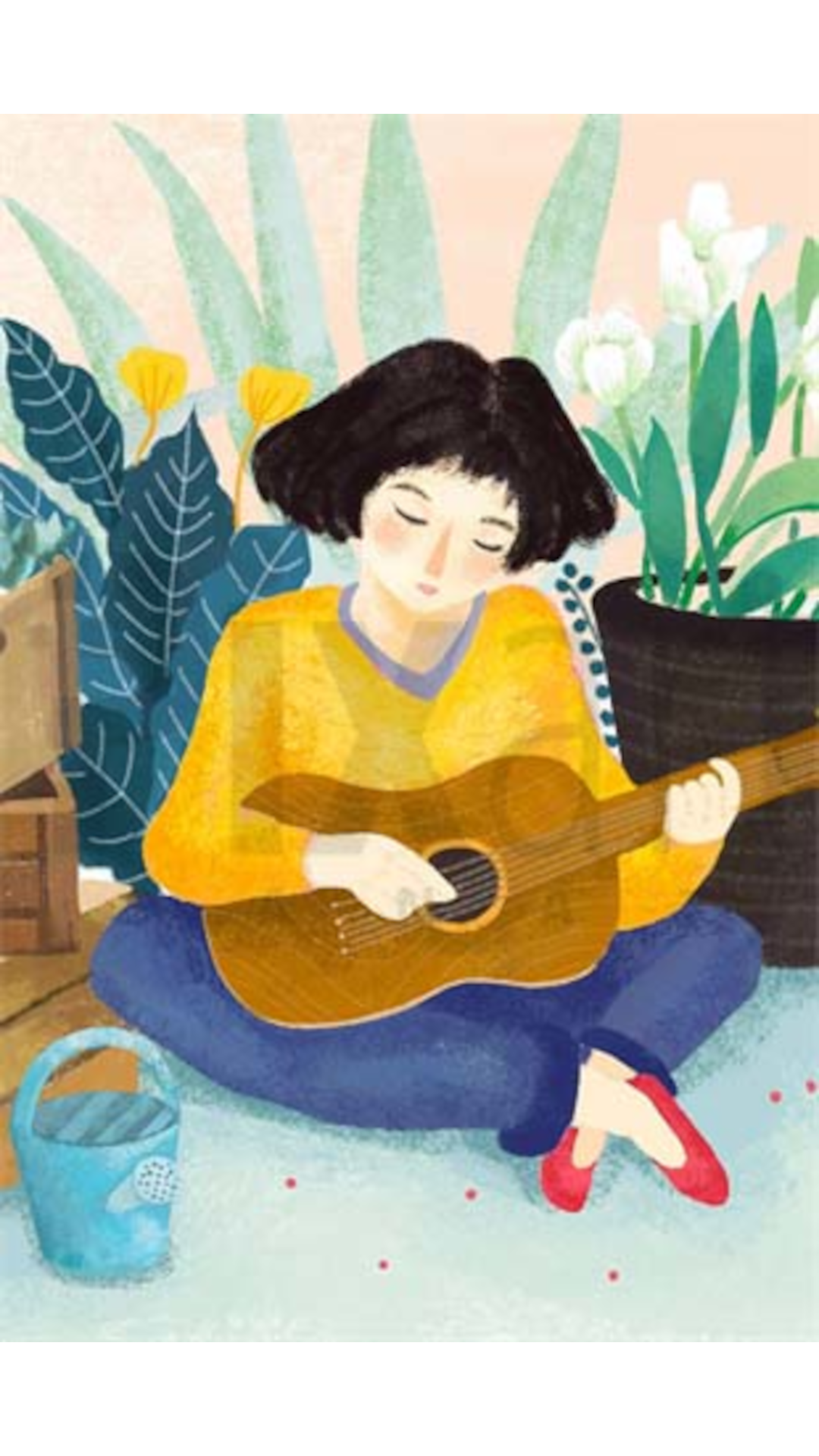 Gitar-Calan-Kadin PixArt Sanat 40*60 /PixArt Sanat/ Elmas Mozaik Tablo