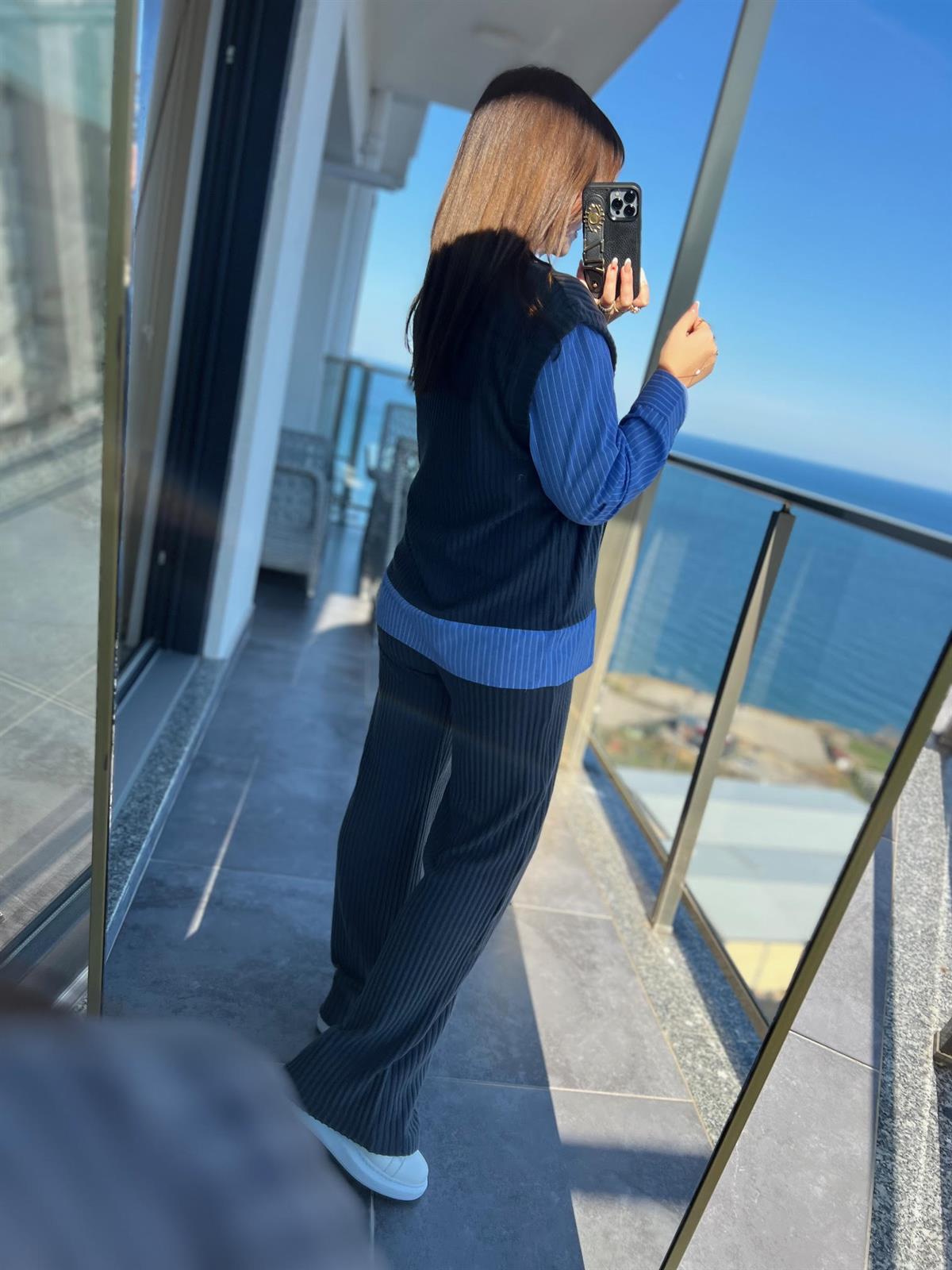 35684 Fitilli Örme Takım GRİ