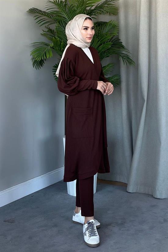 Leysa Corded Suit Brown