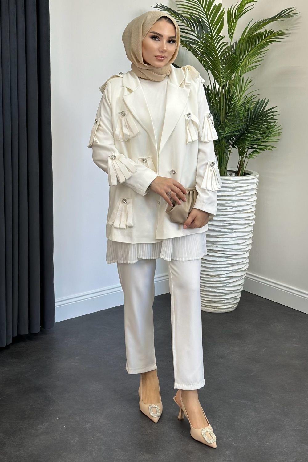 Bediz Takım Beyaz | Şule Giyim