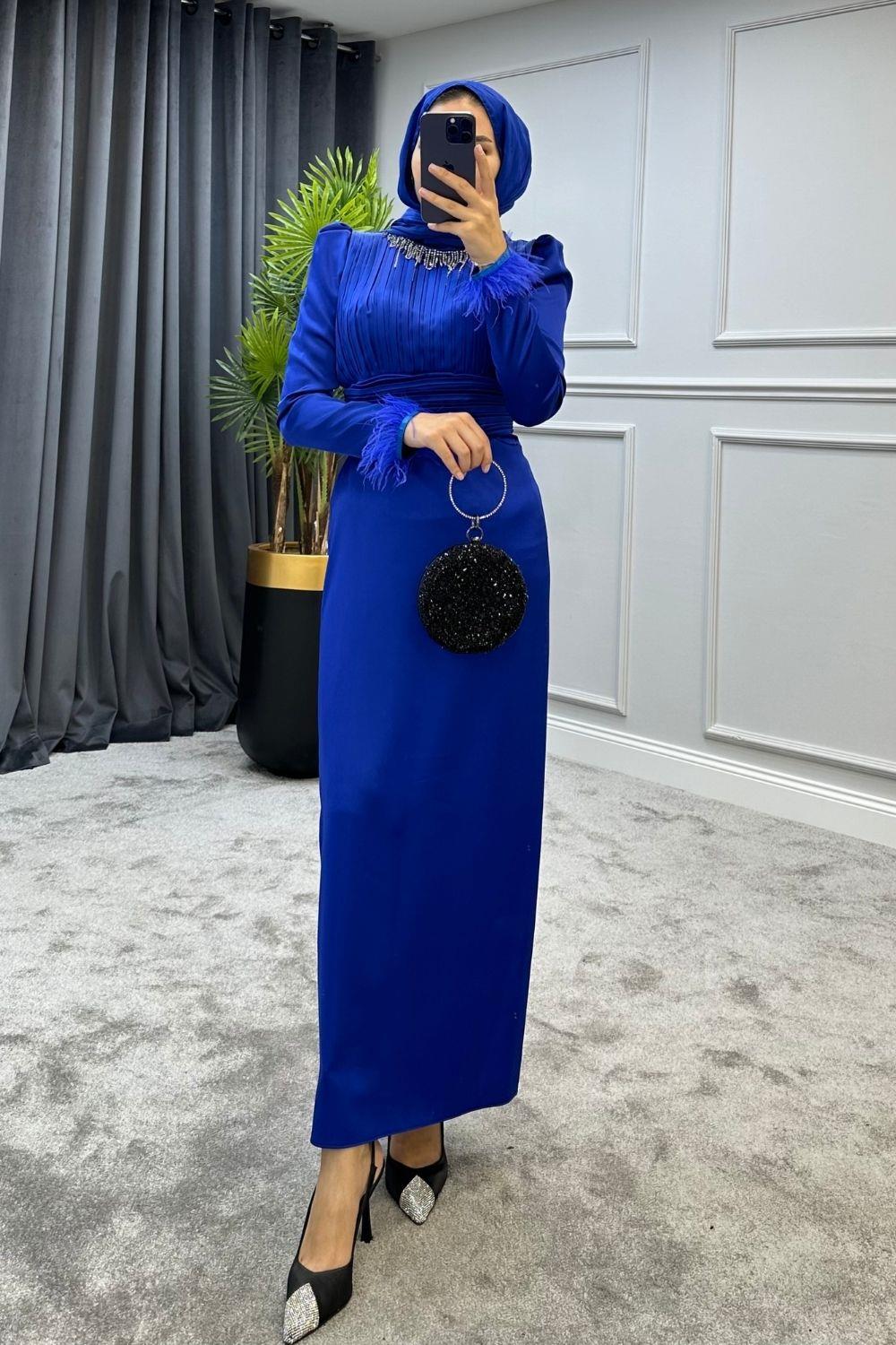 Ahu Saten Abiye Saks - Şule Giyim