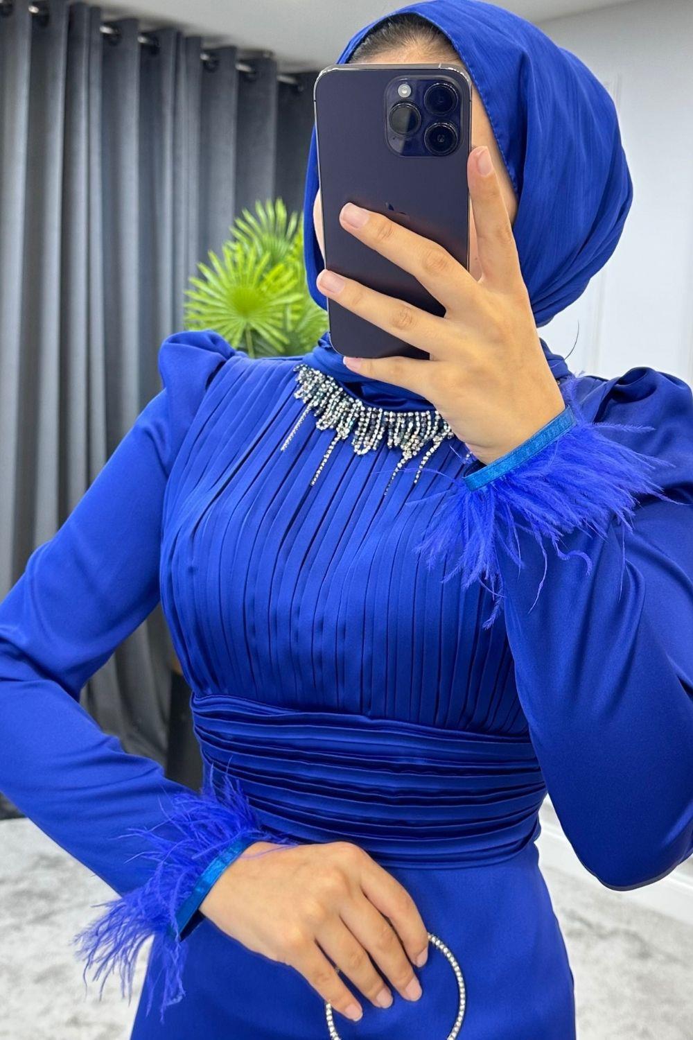 Ahu Saten Abiye Saks - Şule Giyim