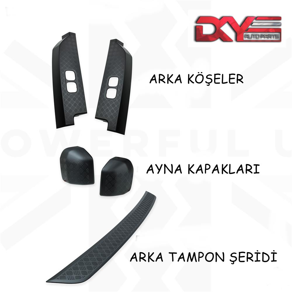 STOP LAMBASI-AYNA-ARKA TAMPON ÜST KORUMA SET METAL GÖRÜNÜMLÜ SERT ...