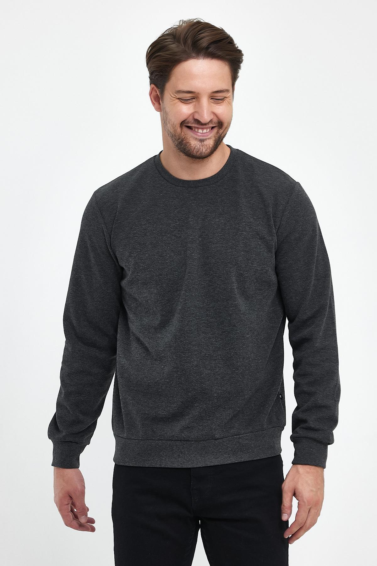 FİHA/9014-ERKEK YAGMUR DESEN SIFIR YAKA SWEAT - ANTRASİT