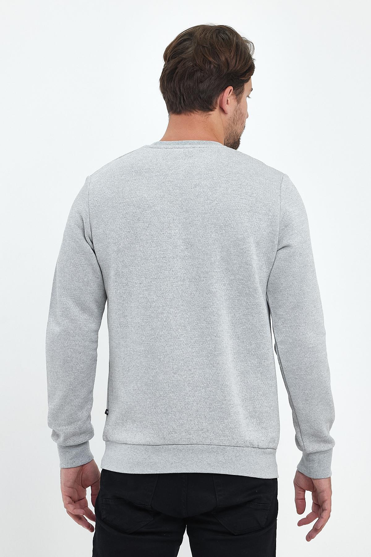 FİHA/9086-ERKEK ŞARDONLU SIFIR YAKA SWEAT - GRİ