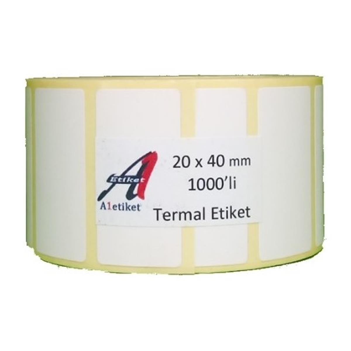 A1 Termal Etiket 20 x 40 mm 50,000 Adet Termal Barkod Etiketi 1.000 Sarımlı 50 Rulo