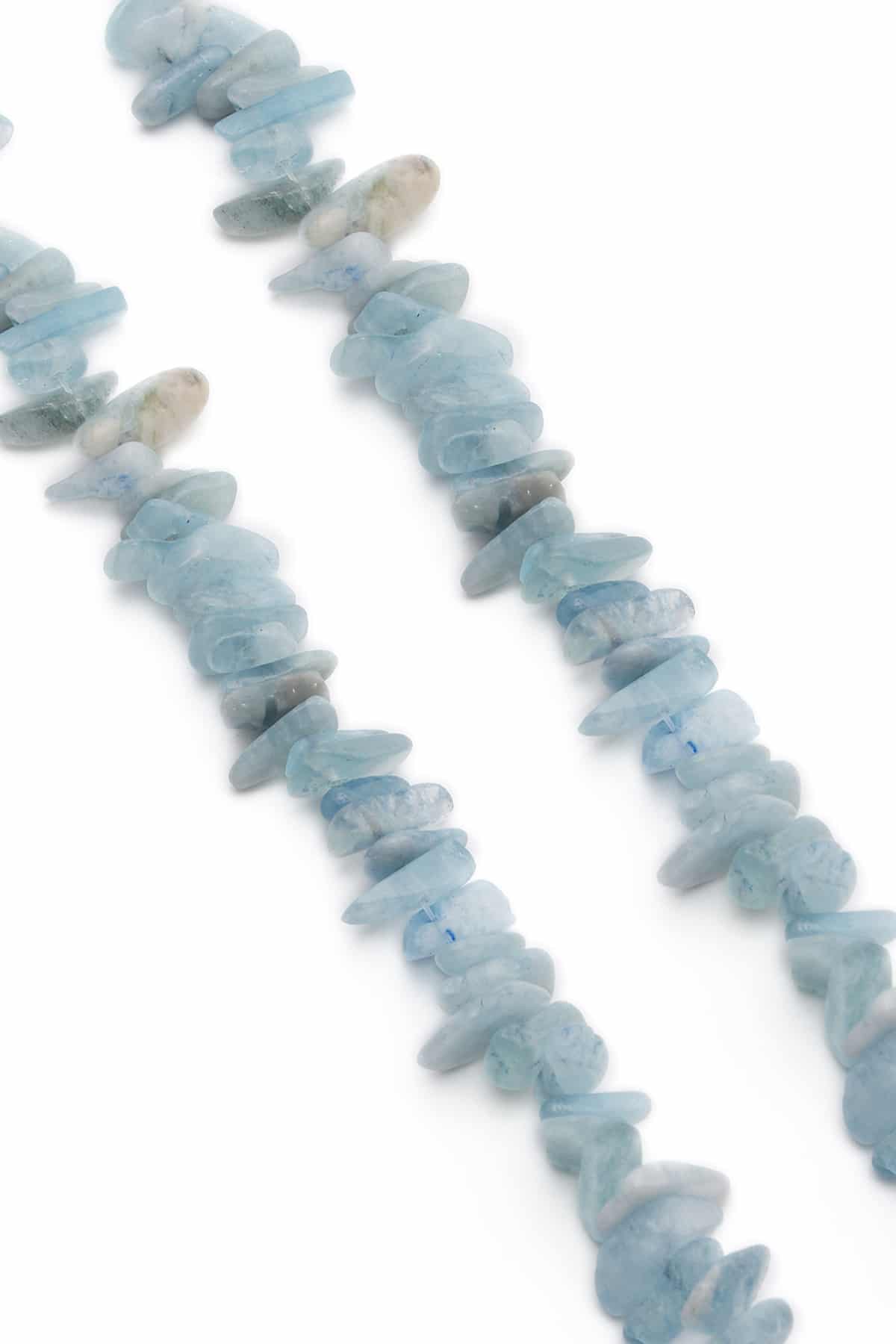 Aquamarine Natural Stone Amorphous Cut String Of Beads