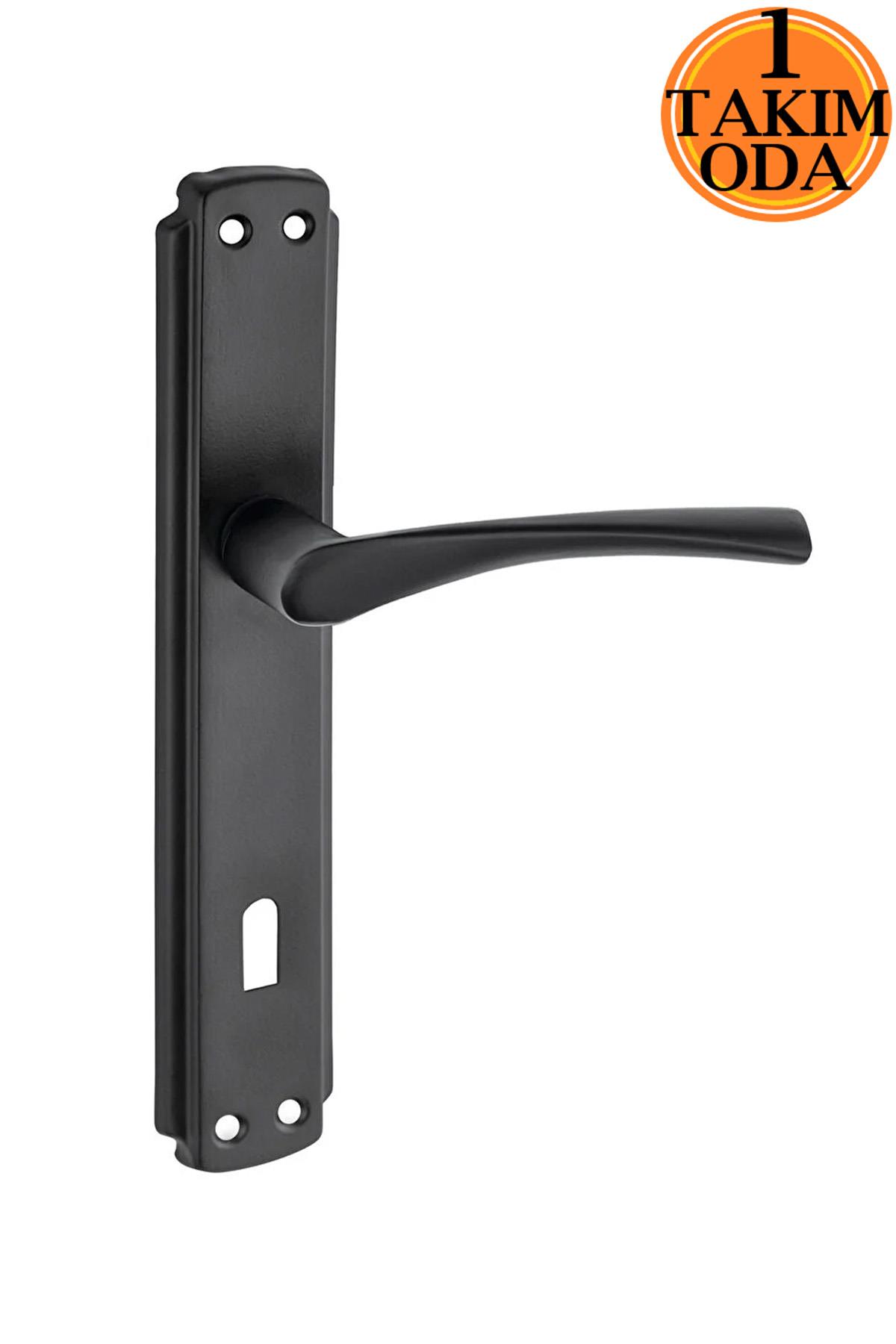 Bravo Mat Siyah Aynalı Oda Kapı Kolu Takım