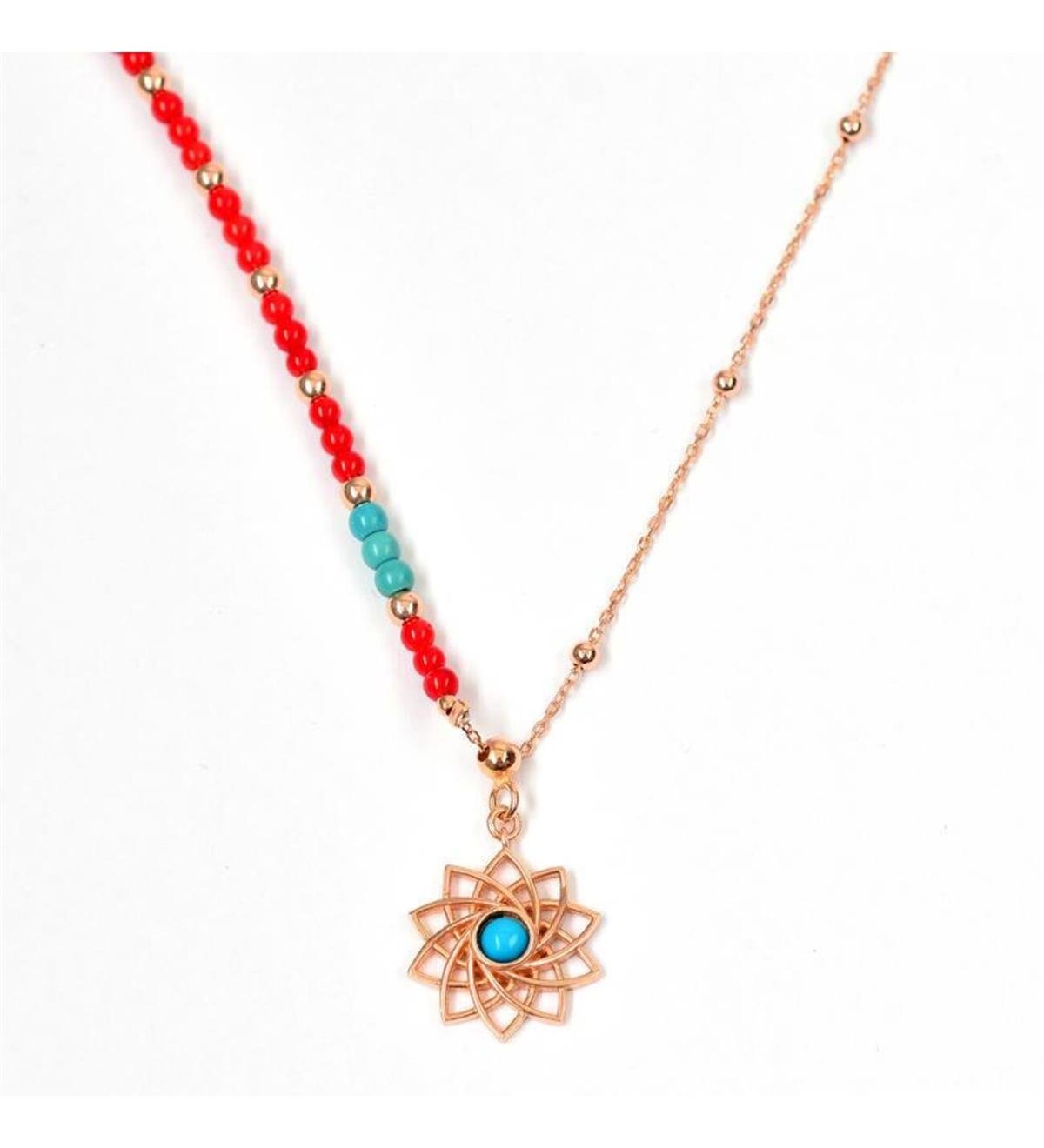 Mercan Yaşam Çiçeği Gümüş Kolye